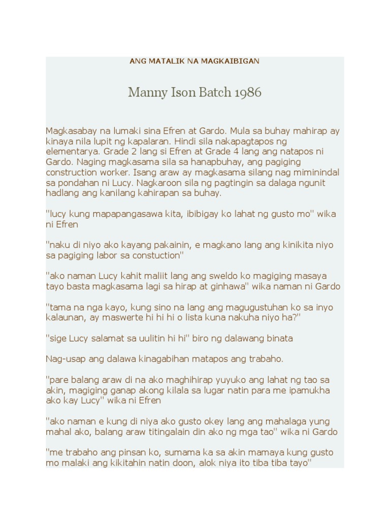 Ang Matalik Na Magkaibigan | PDF