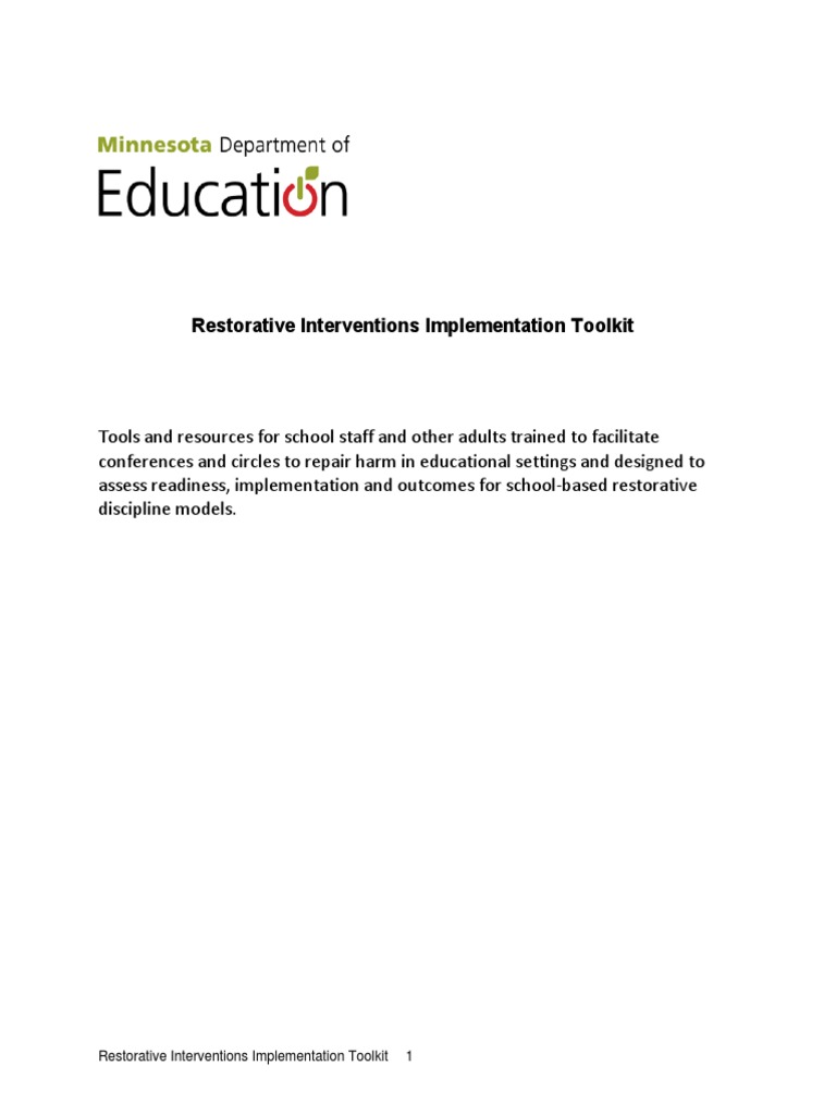 Restorative Interventions Facilitator's Toolkit | PDF | Survey ...