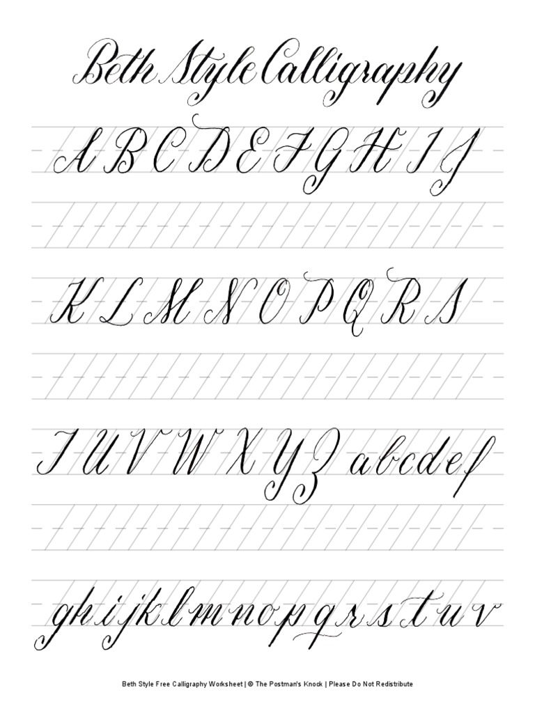 BethStyleStandardCalligraphyWorksheet1 PDF | PDF | Art