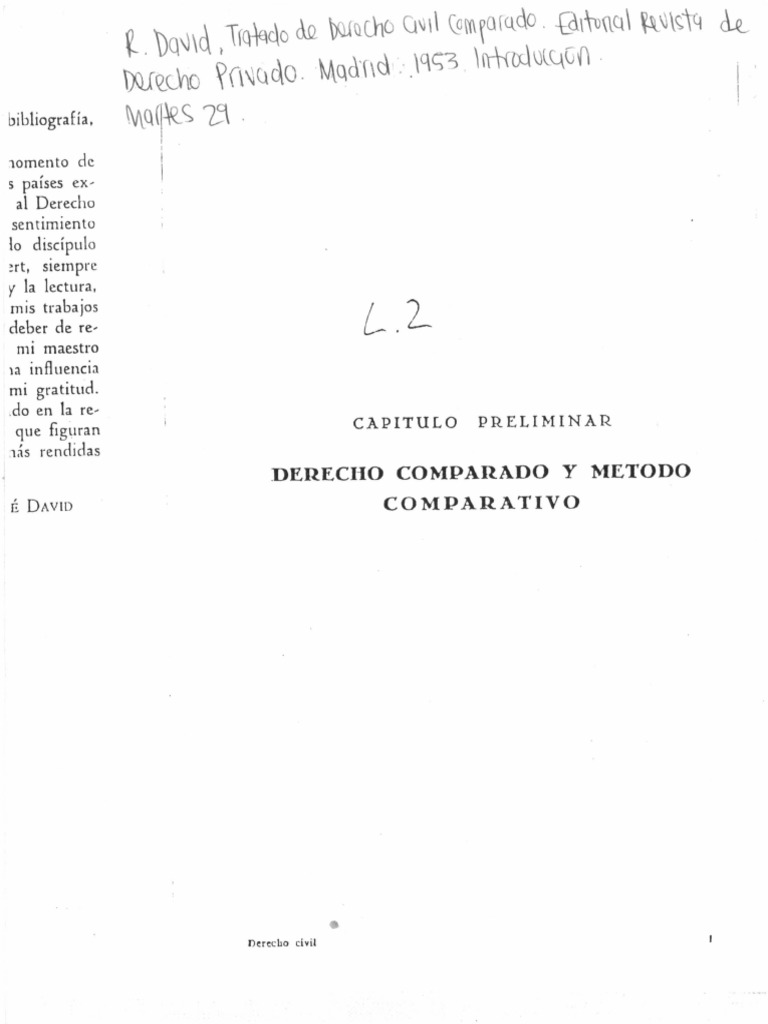 Derecho Comparado y Método Comparativo (René David) | PDF
