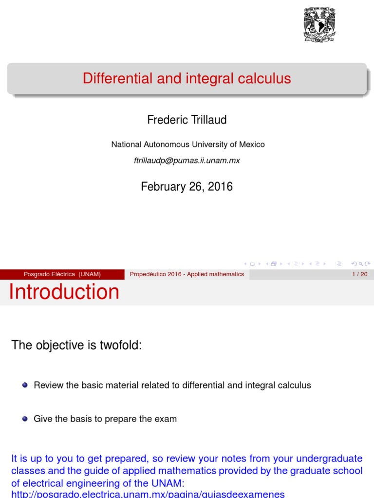 Differential and Integral Calculus: Frederic Trillaud | PDF | Integral ...