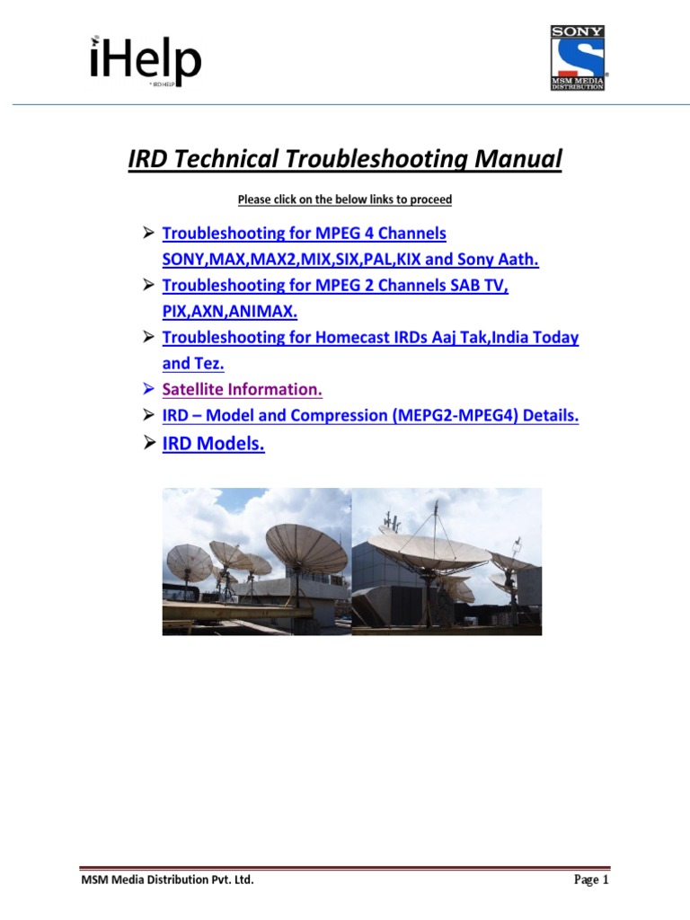 IRD Technical Troubleshooting English1 | Set Top Box | Electronics