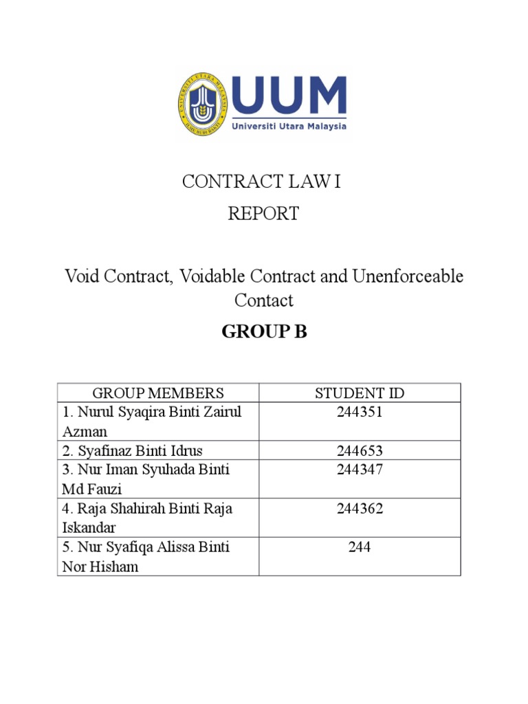 Void, Voidable, and Unenforceable Contracts | PDF | Misrepresentation In English Law ...