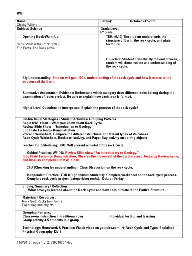Sequential Ipg Template For Act Institute Students | PDF