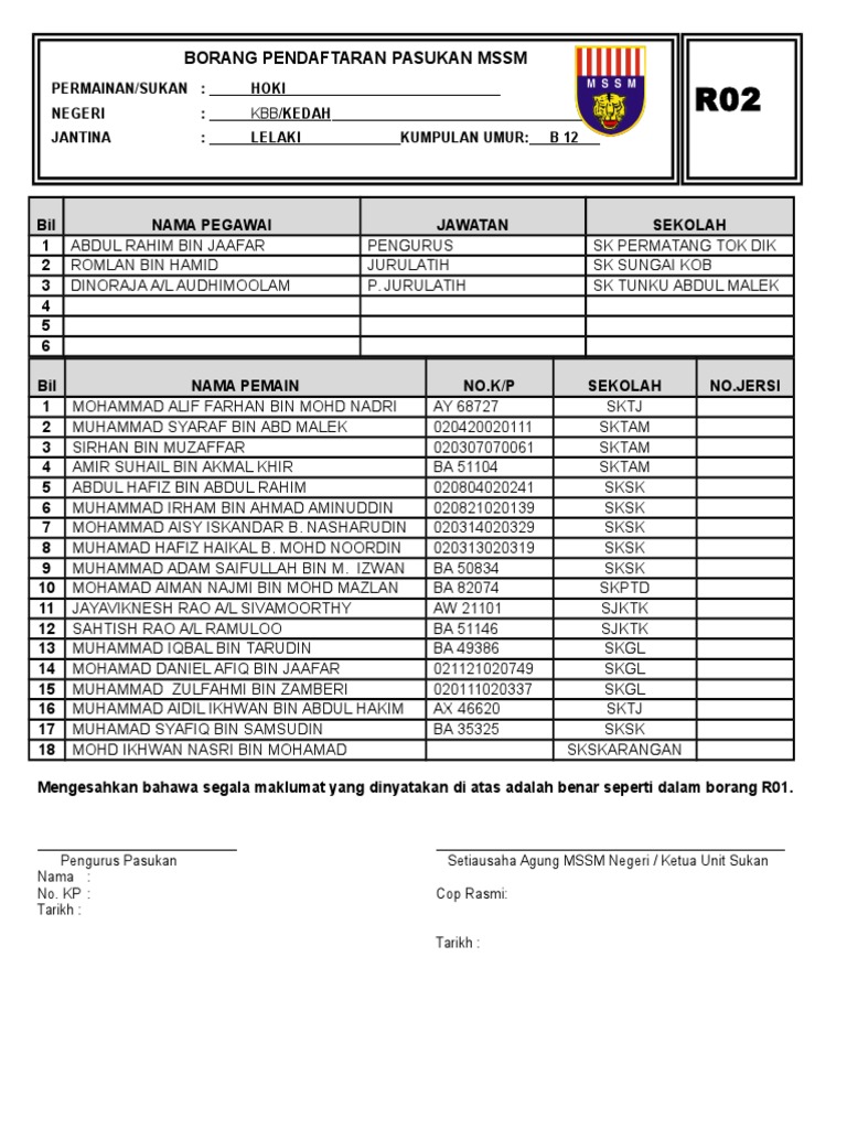 Borang R02 12L KBB | PDF