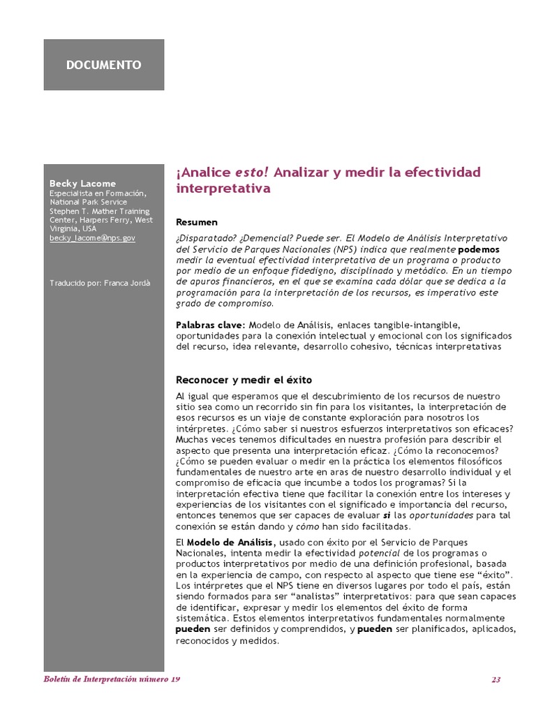 Interpretacion de FREEMAN TILDEN | PDF | Toma de decisiones | Ciencia ...