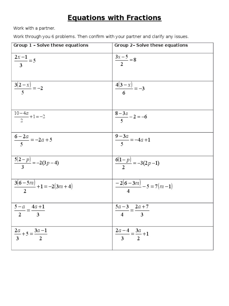 Equations With Fractions | PDF