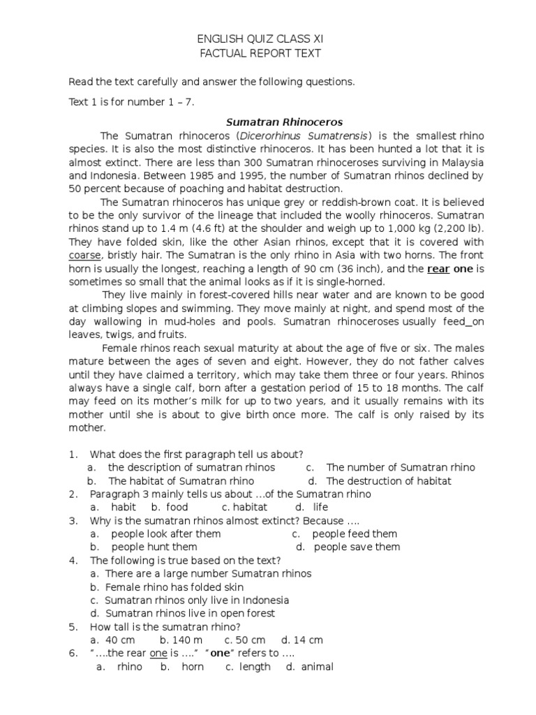 The Plight of the Sumatran Rhinoceros: A Detailed Report on the ...