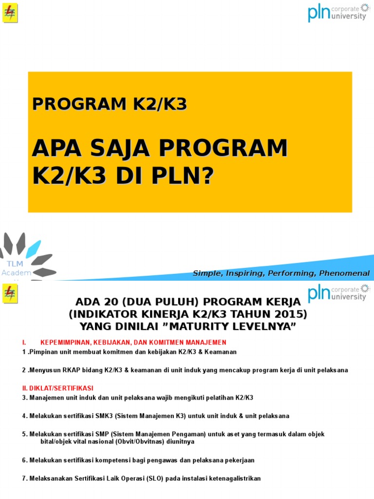 Program k2k3 Dan Maturity Level k2k3 Tahun 2015. | PDF