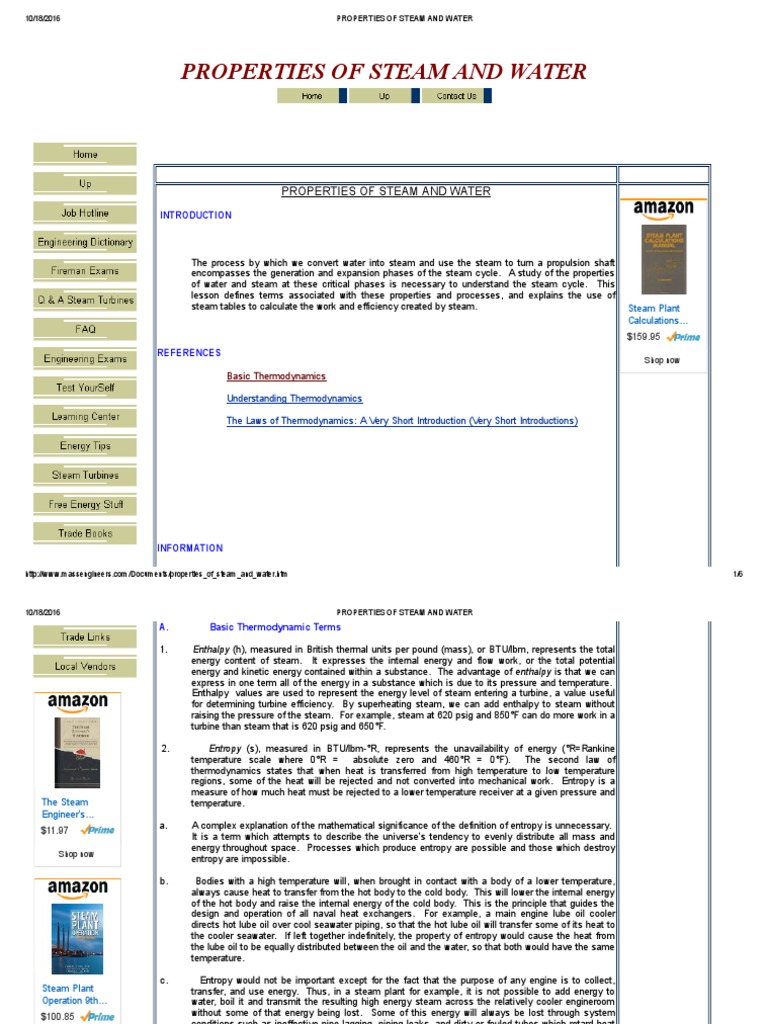 Properties of Water and Steam Explained | PDF | Steam | Heat