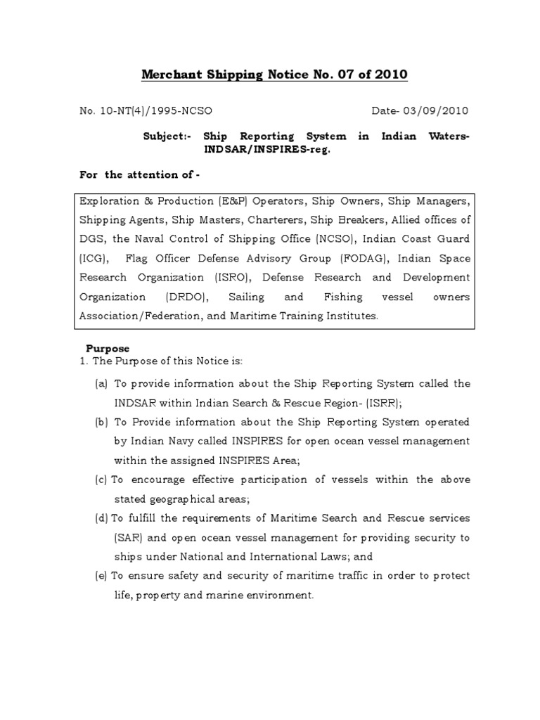 Indian Ship Reporting Systems Overview | PDF | Search And Rescue | Ships