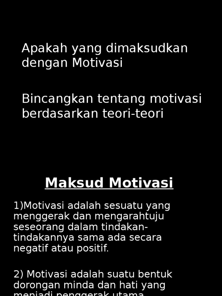 Pengertian dan Teori Motivasi | PDF