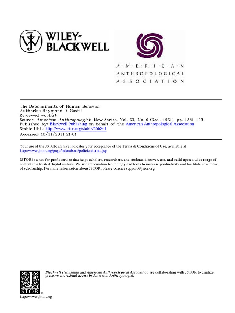 Determinants of Human Behavior Analysis | PDF | Anthropology | Social ...
