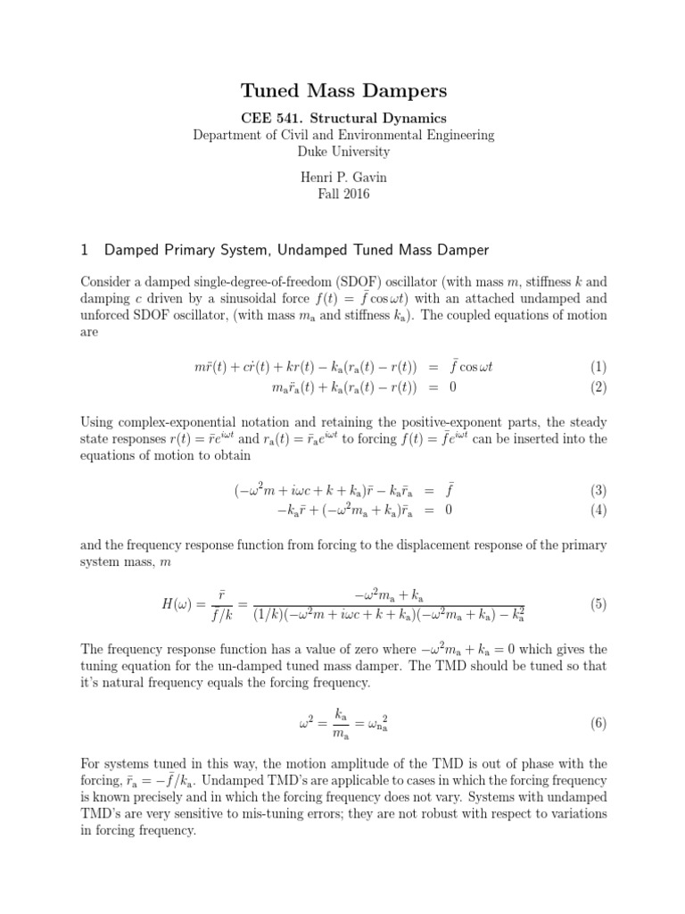 Tuned Mass Damper | PDF