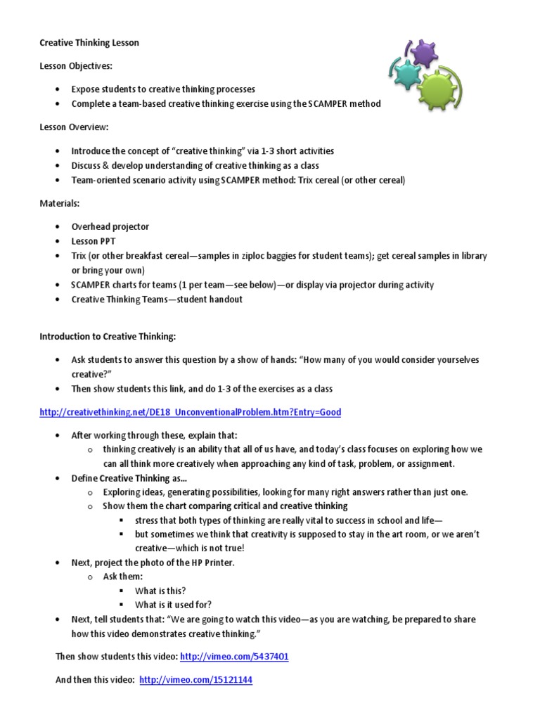 Creative Thinking with SCAMPER | PDF | Creativity | Invention