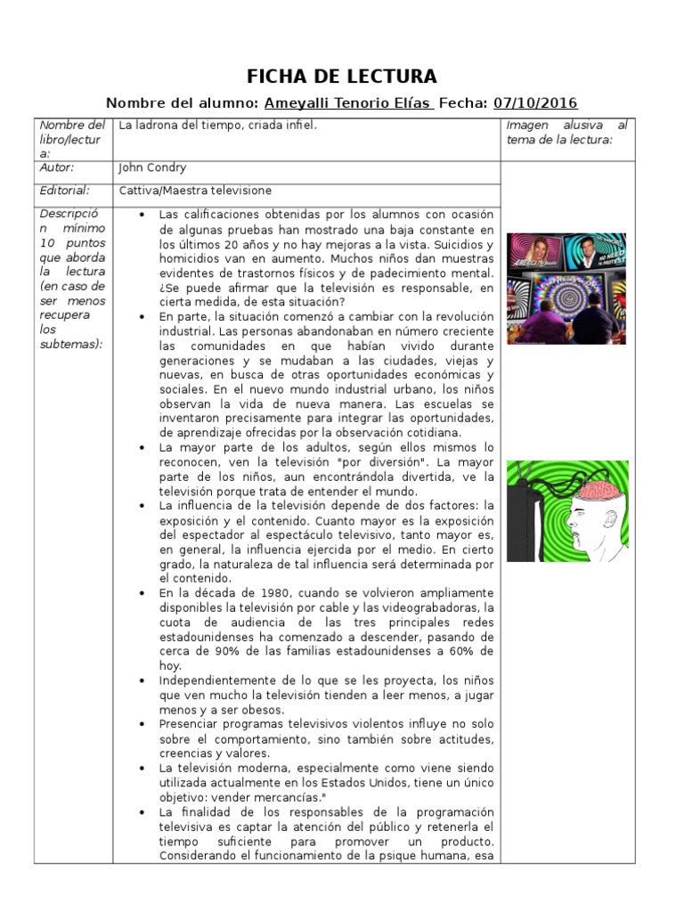 La Televisión Ficha | PDF | Televisión | Adultos