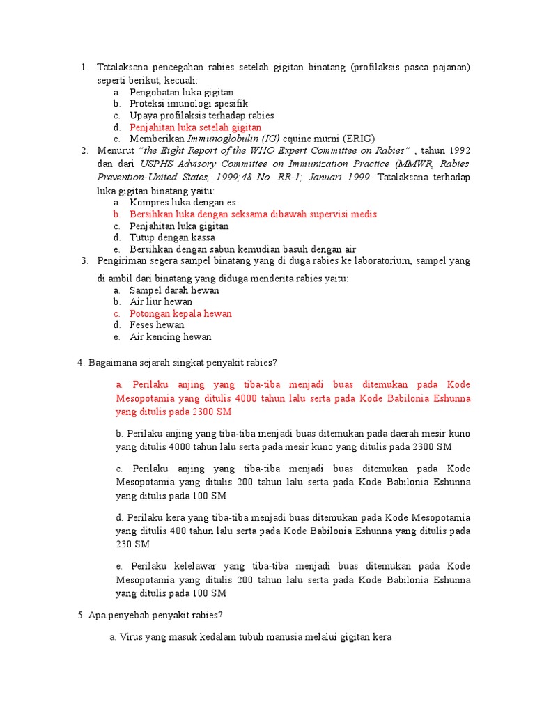 Epid PM-Kumpulan Soal Rabies | PDF