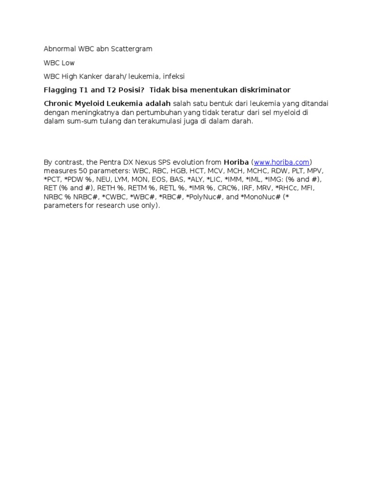 WBC Abnormal Scattergram Analysis | PDF