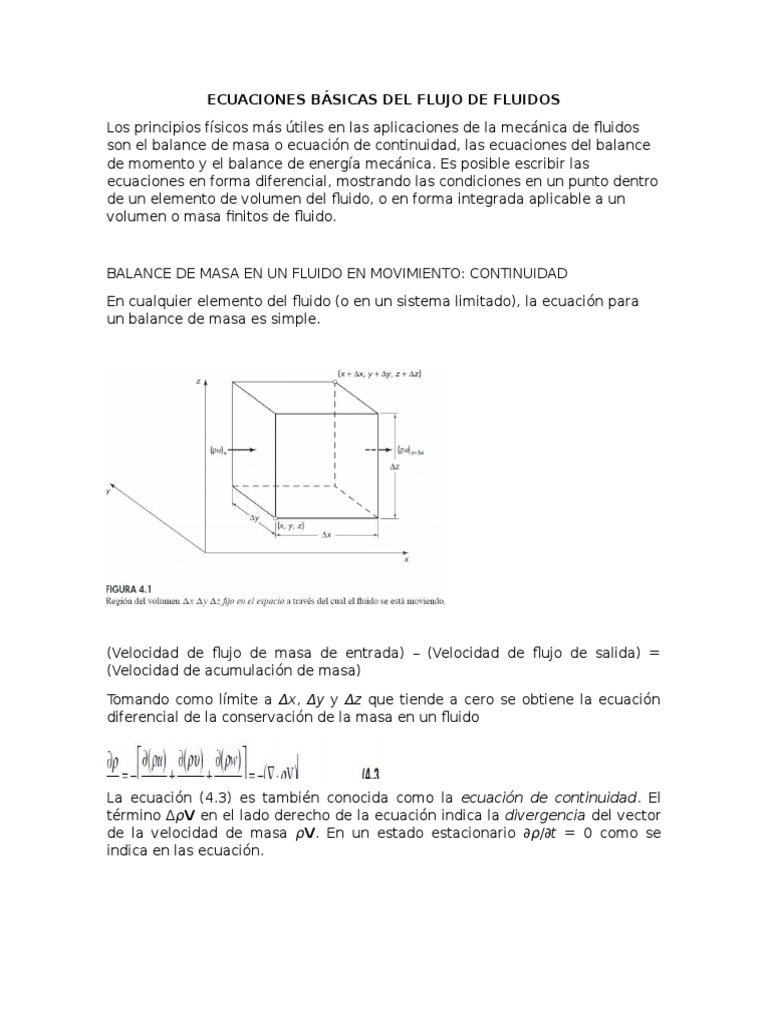 Ecuaciones Básicas Del Flujo de Fluidos | PDF | Fluido | Ecuaciones