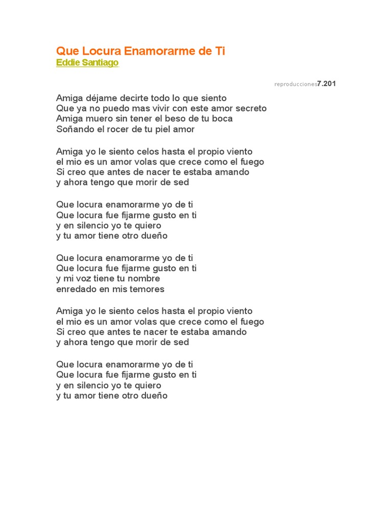 Que Locura Enamorarme de Ti | PDF