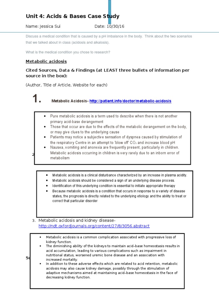 Unit 4: Acids & Bases Case Study | PDF | Endocrine | Medical Specialties