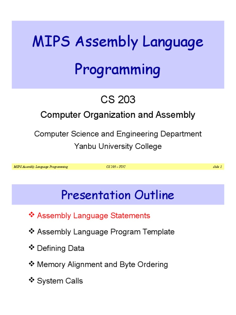 MIPS Assembly Language Programming: Computer Organization and Assembly | PDF | Assembly Language ...