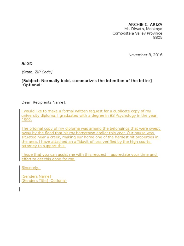 Request Letter For Copy of Documents | PDF