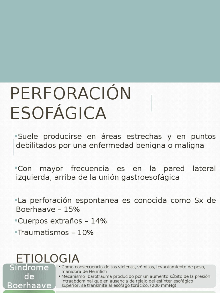 Perforación Esofágica: Causas y Tratamiento | PDF | Septicemia ...