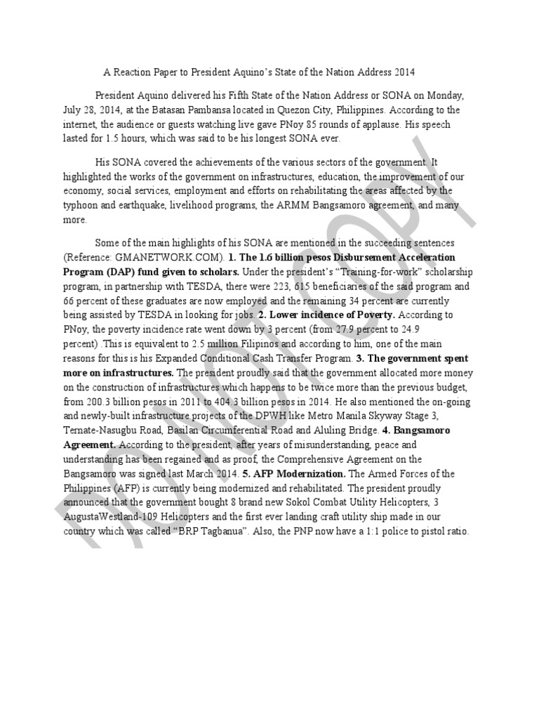 Aquino's 2014 SONA: Achievements and Critique | PDF | Benigno Aquino ...