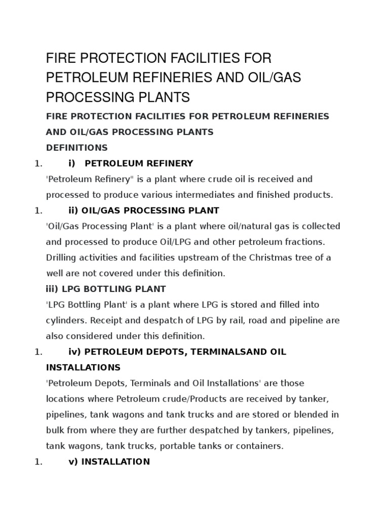 Fire Protection Facilities For Petroleum Refineries and Oil | PDF ...