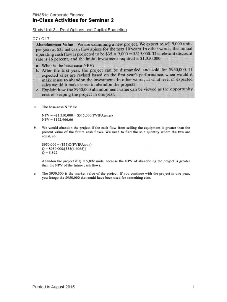 Seminar 2 Exercise Solutions | PDF