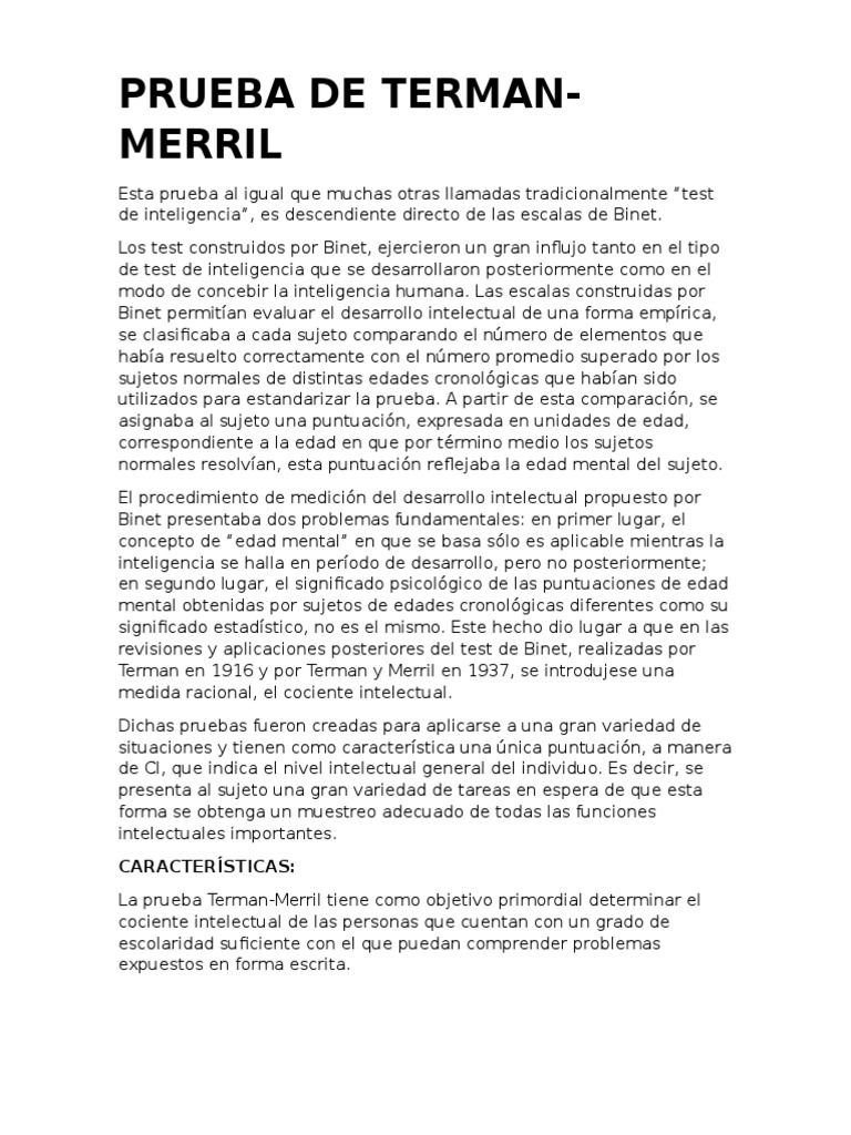 Prueba de Terman | PDF | Cociente de inteligencia | Epistemología