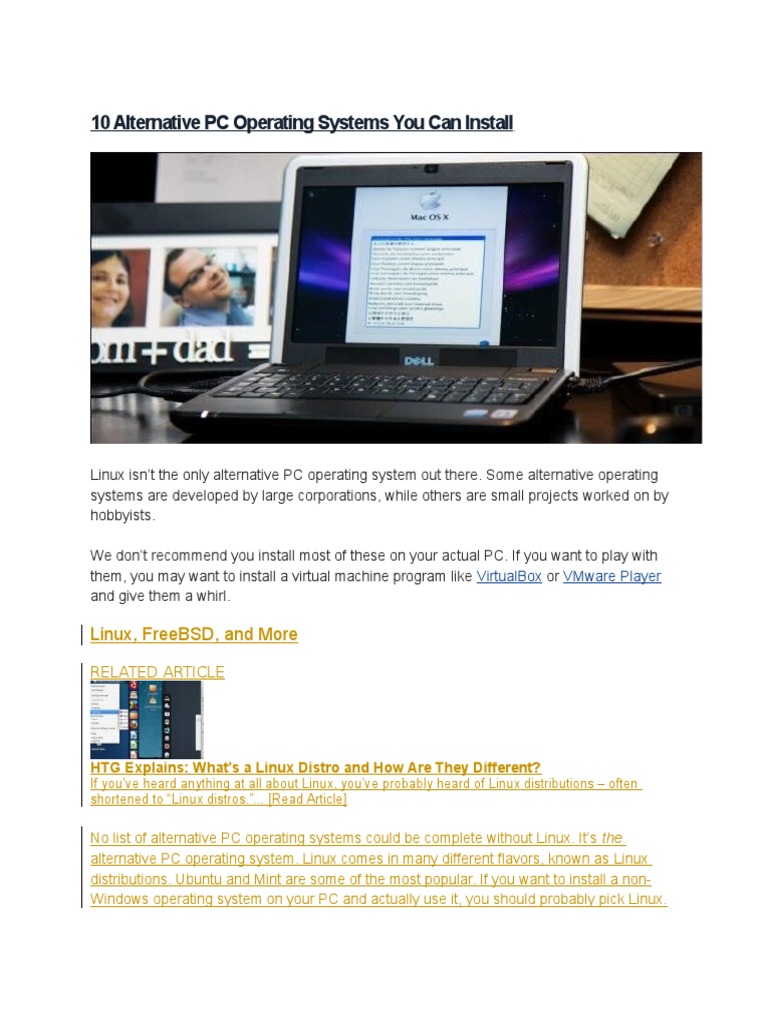 10 Alternative PC Operating Systems You Can Install | PDF | Linux ...