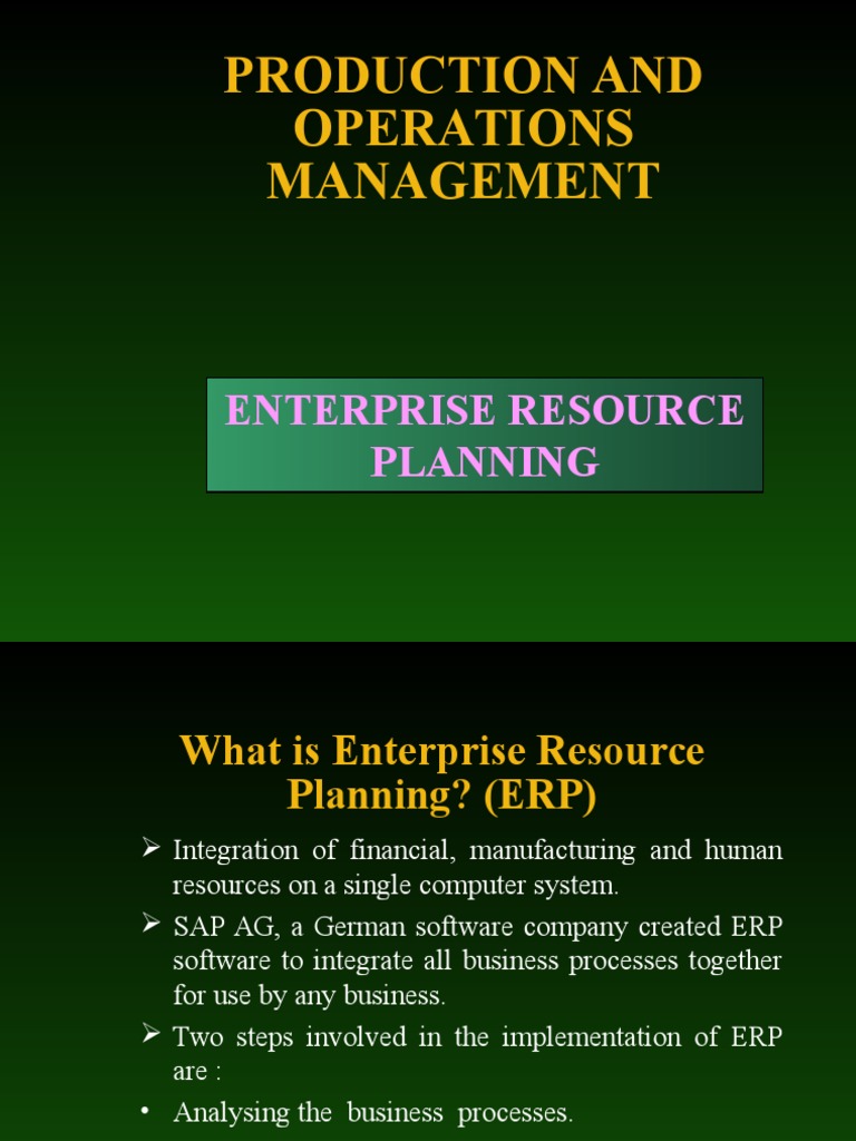 Enterprise Resource Planning | PDF
