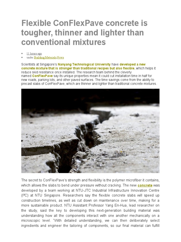 Flexible Conflexpave Concrete Is Tougher, Thinner and Lighter Than ...