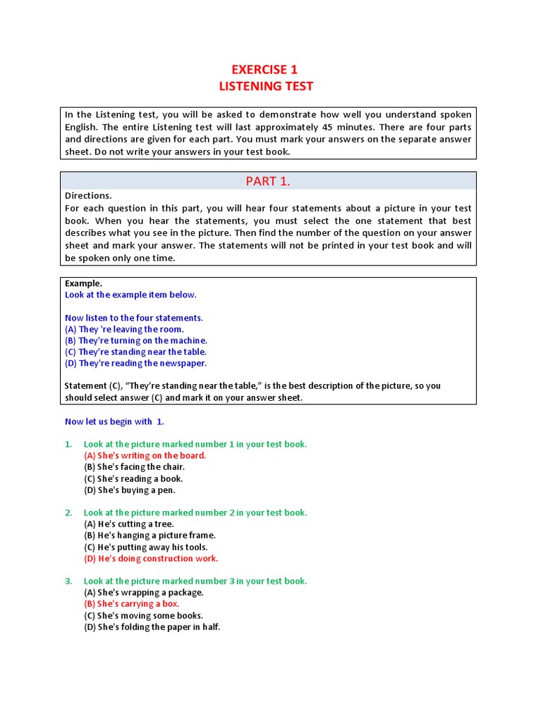 Exercise 1 Listening Test: Example | PDF | Museum | World Wide Web