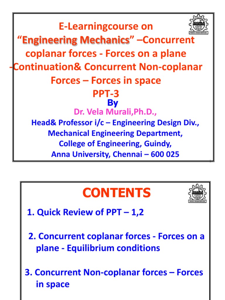 Engineering Mechanics: Coplanar Forces | PDF | Sphere | Force