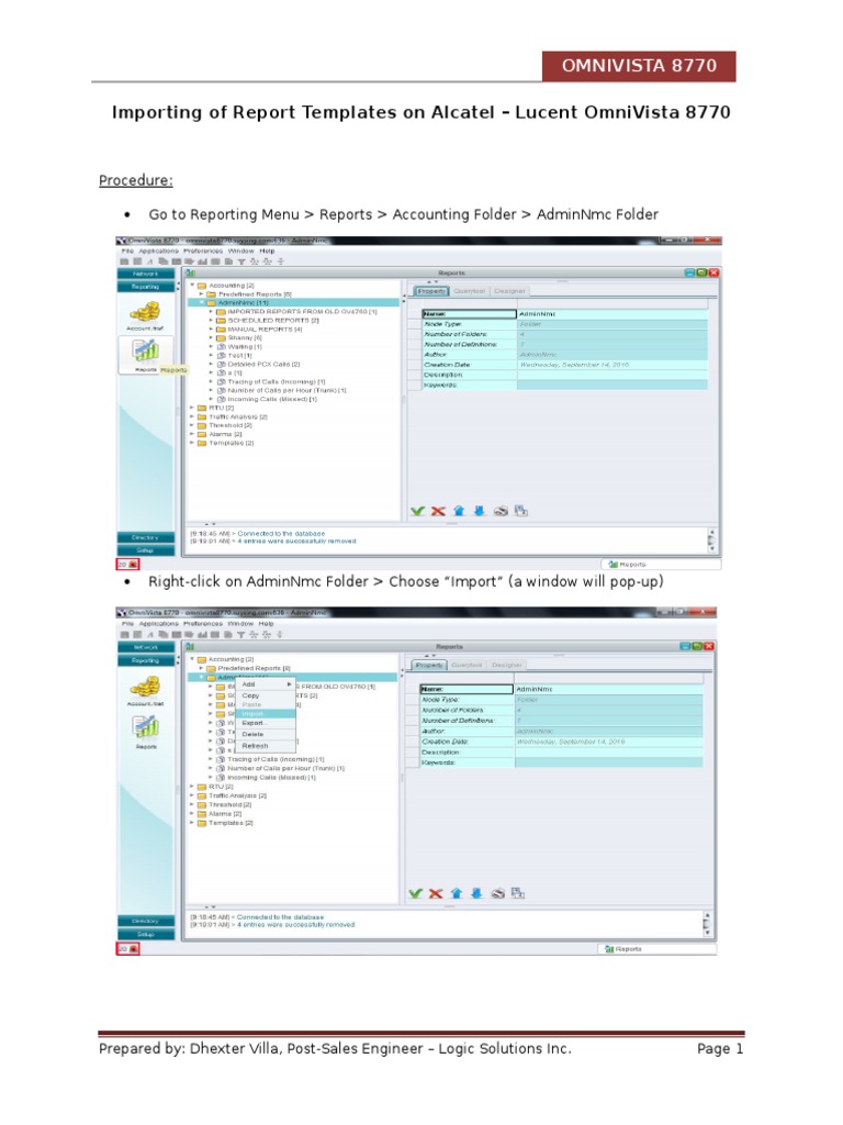 OmniVista 8770 Report Template Import | PDF