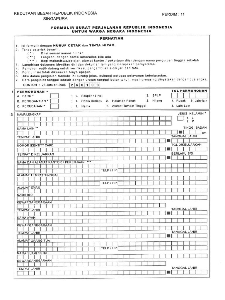 Form Visa Dan Perdim 11 | PDF