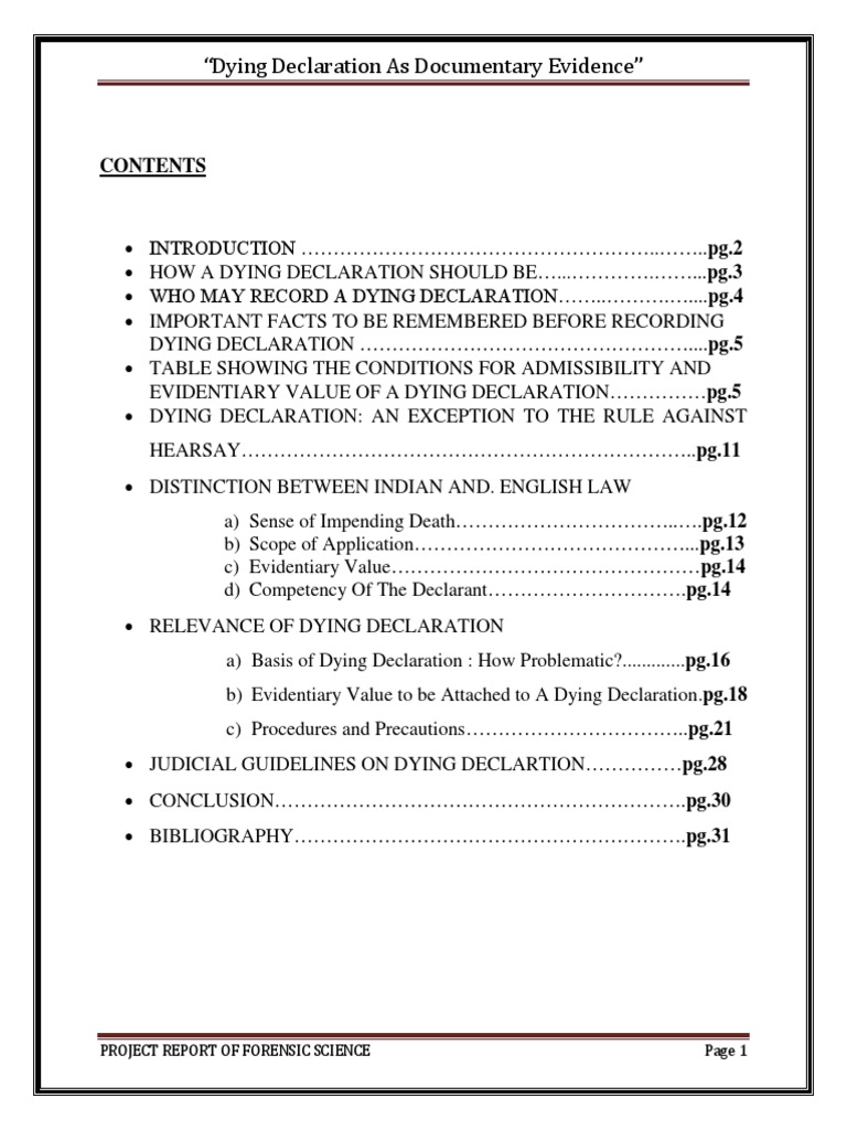 Dying Declaration | PDF | Hearsay | Evidence (Law)