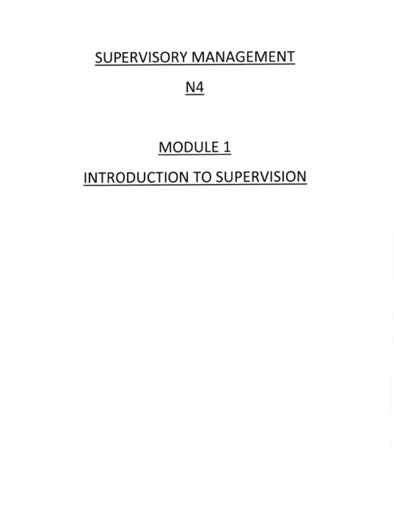 Supervisory Management N4 - Module 1