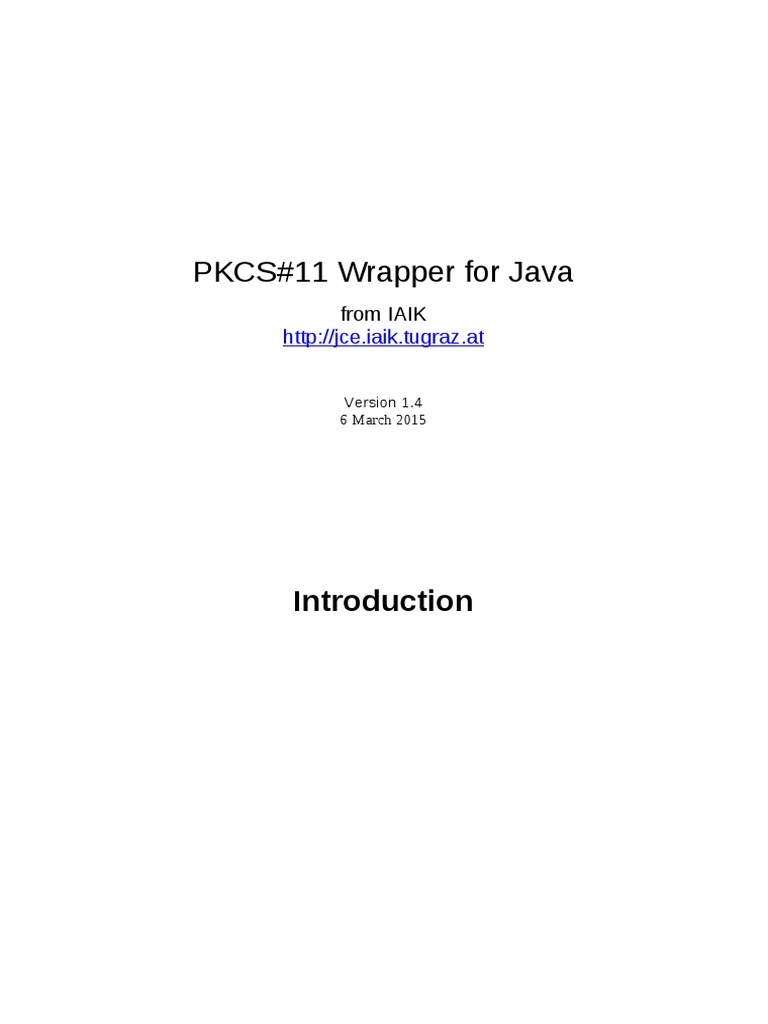 PKCS#11 Wrapper For Java: From IAIK | PDF | Application Programming Interface | Class (Computer ...