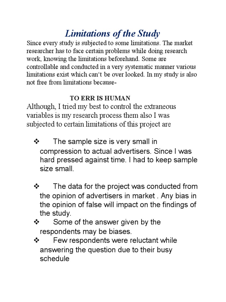 Limitations of The Study: To Err Is Human | PDF