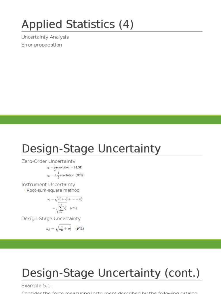 Applied Statistics (4) : Uncertainty Analysis Error Propagation | PDF ...