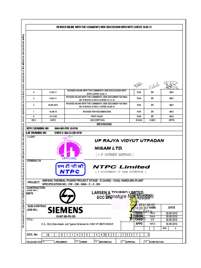 NTPC Tender: 3.3kV Switchgear Plans | PDF