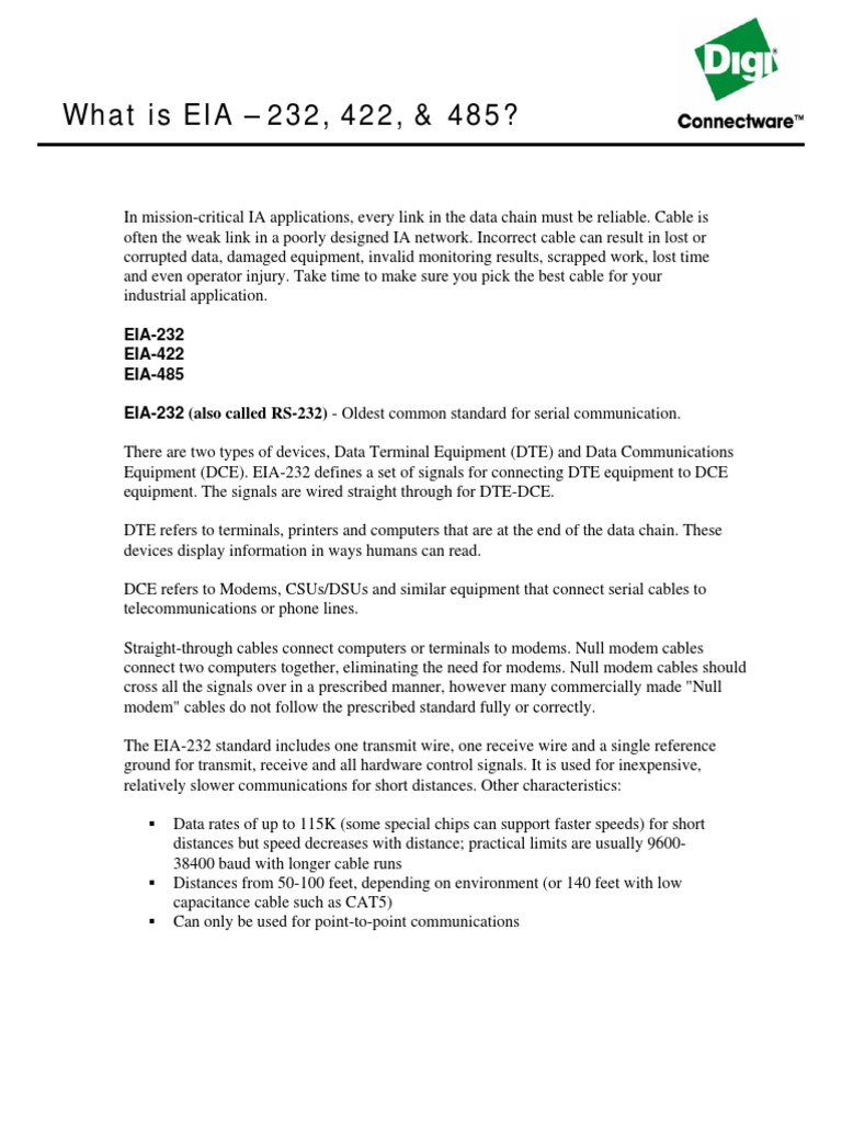 Vert - Ia - Eia 232 422 485 | PDF | Physical Layer Protocols ...