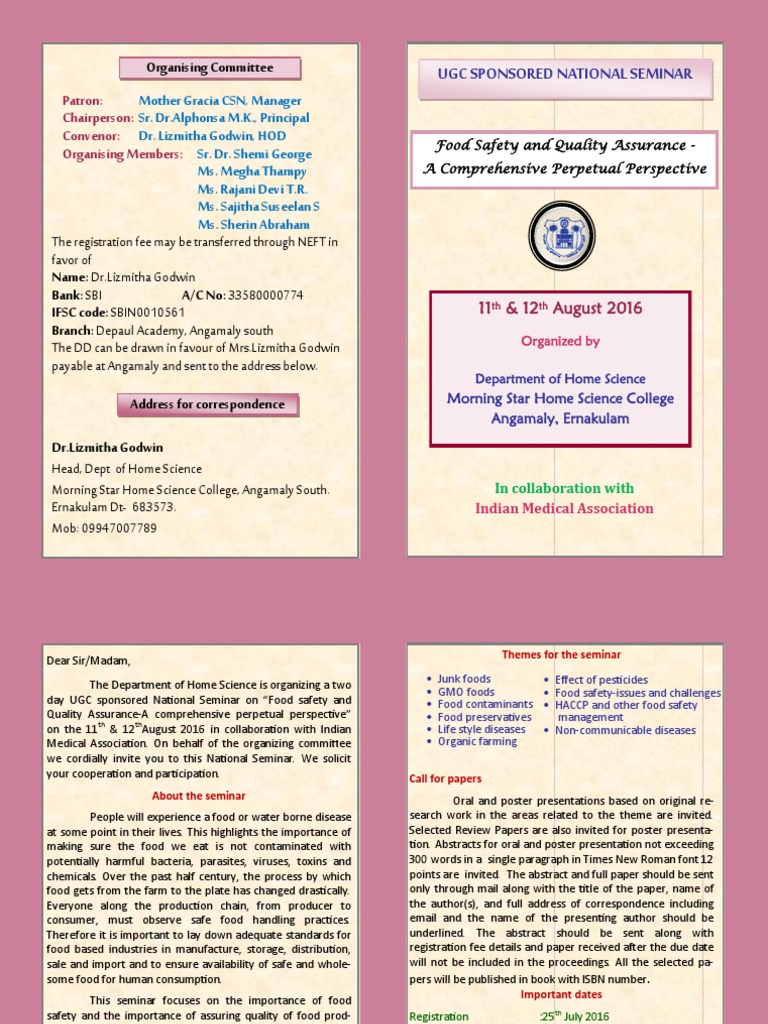Seminar Brouchure | PDF | Hazard Analysis And Critical Control Points | Food Safety