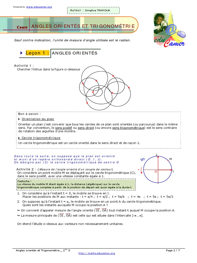 Angles Orientes - Trigonometrie - Old1 | PDF | Angle | Fonction ...