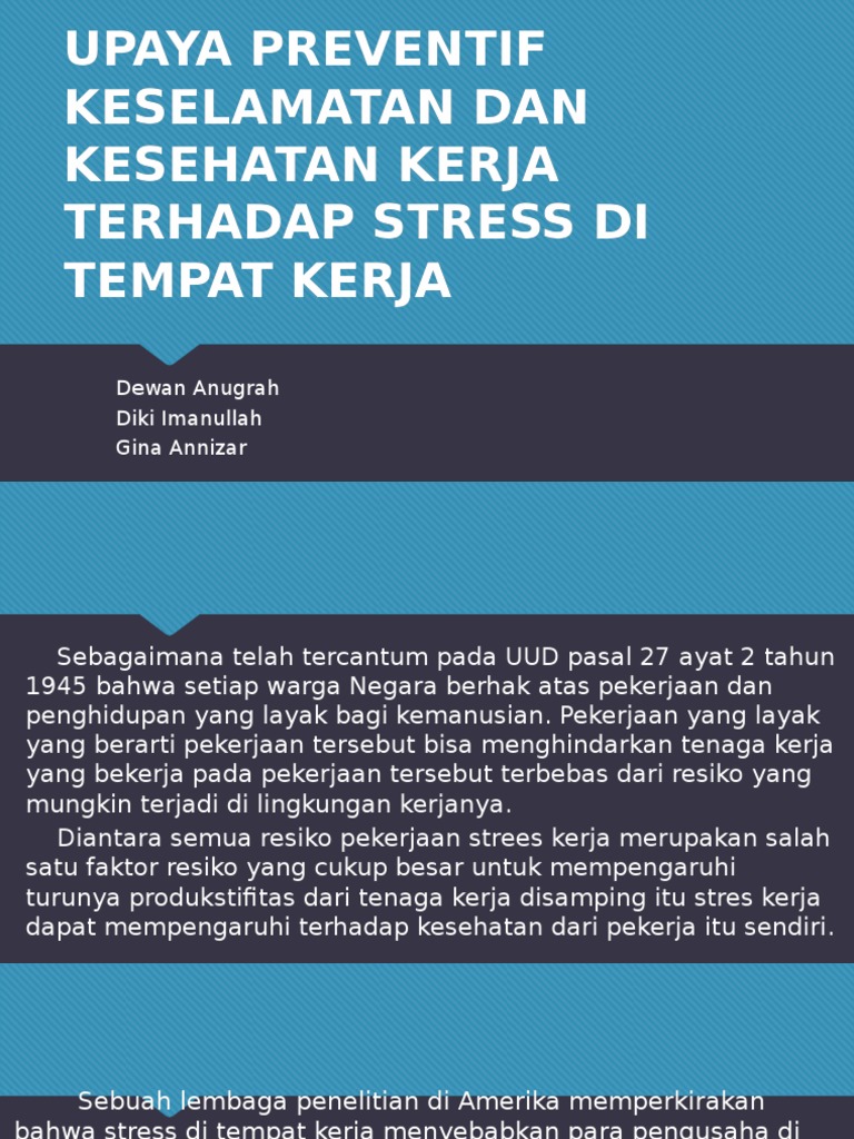Upaya Preventif Atasi Stres Kerja | PDF