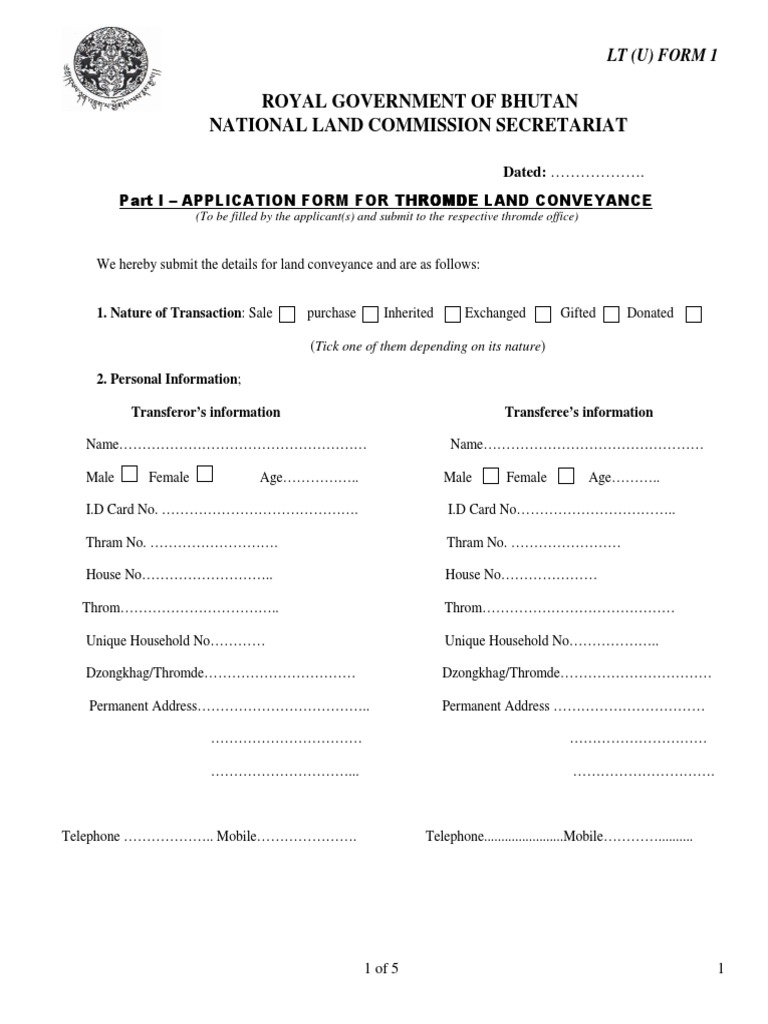 Land Transfer Form | PDF | Social Institutions | Social Science
